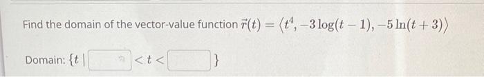 Solved Find the domain of the vector-value function | Chegg.com