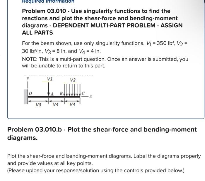 Solved Problem 03.010 - Use singularity functions to find | Chegg.com