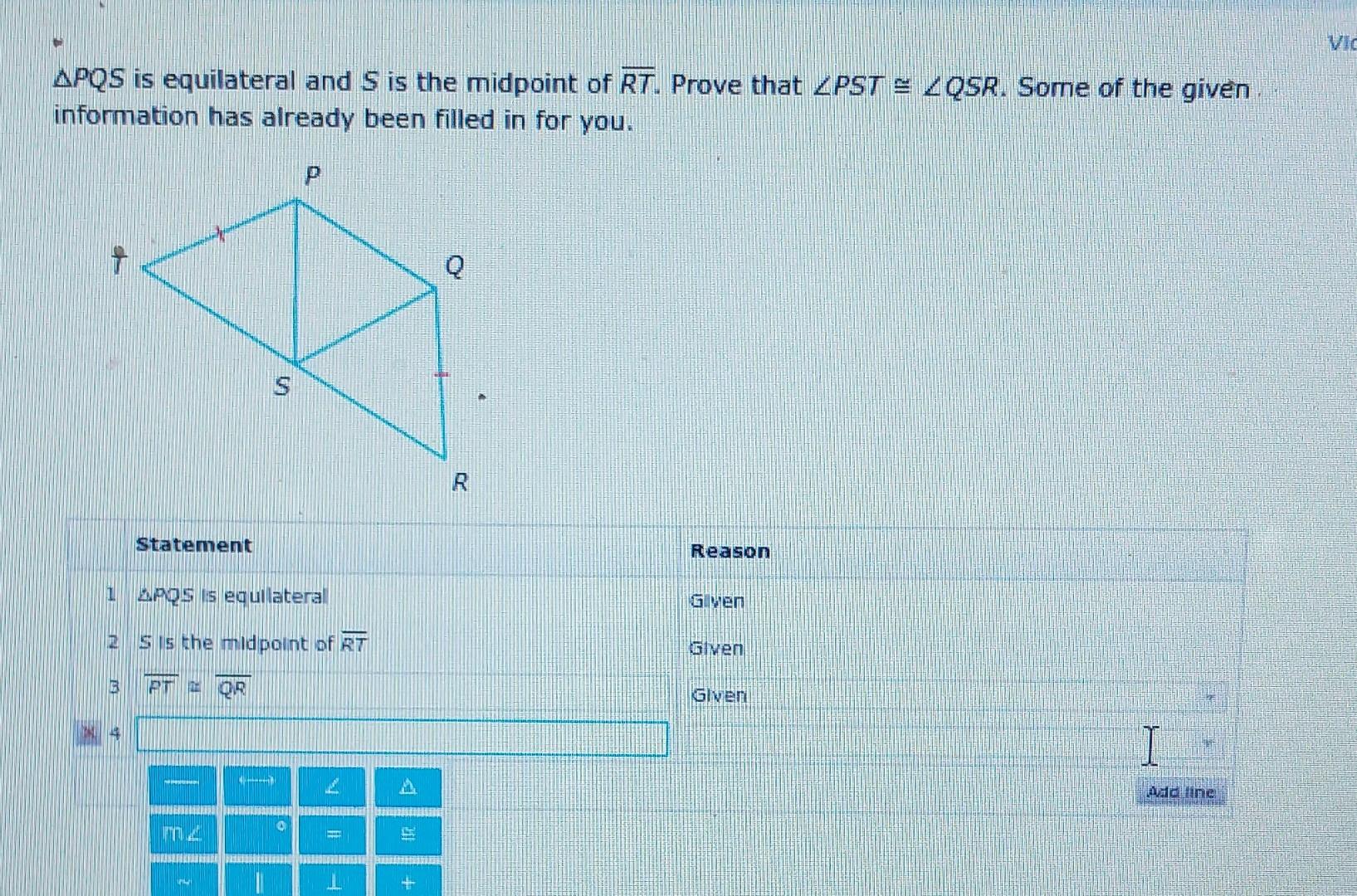 Solved In the diagram, triangle PQS is equilateral and S is | Chegg.com