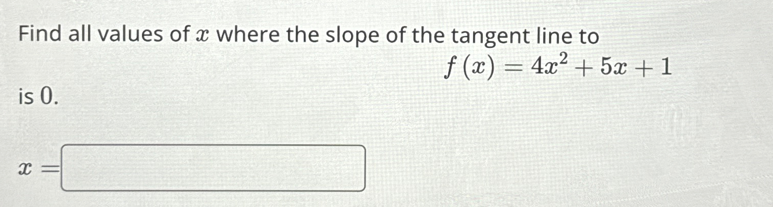 Solved Find all values of x ﻿where the slope of the tangent | Chegg.com