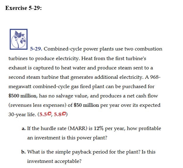 Solved Exercise 5-29: 5-29. ﻿Combined-cycle power plants use | Chegg.com