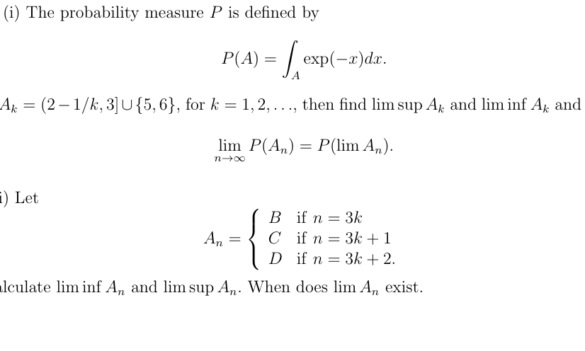 Solved (i) ﻿The probability measure P ﻿is defined | Chegg.com