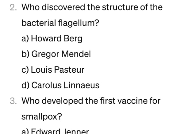 Solved biology: Who discovered the structure of the | Chegg.com