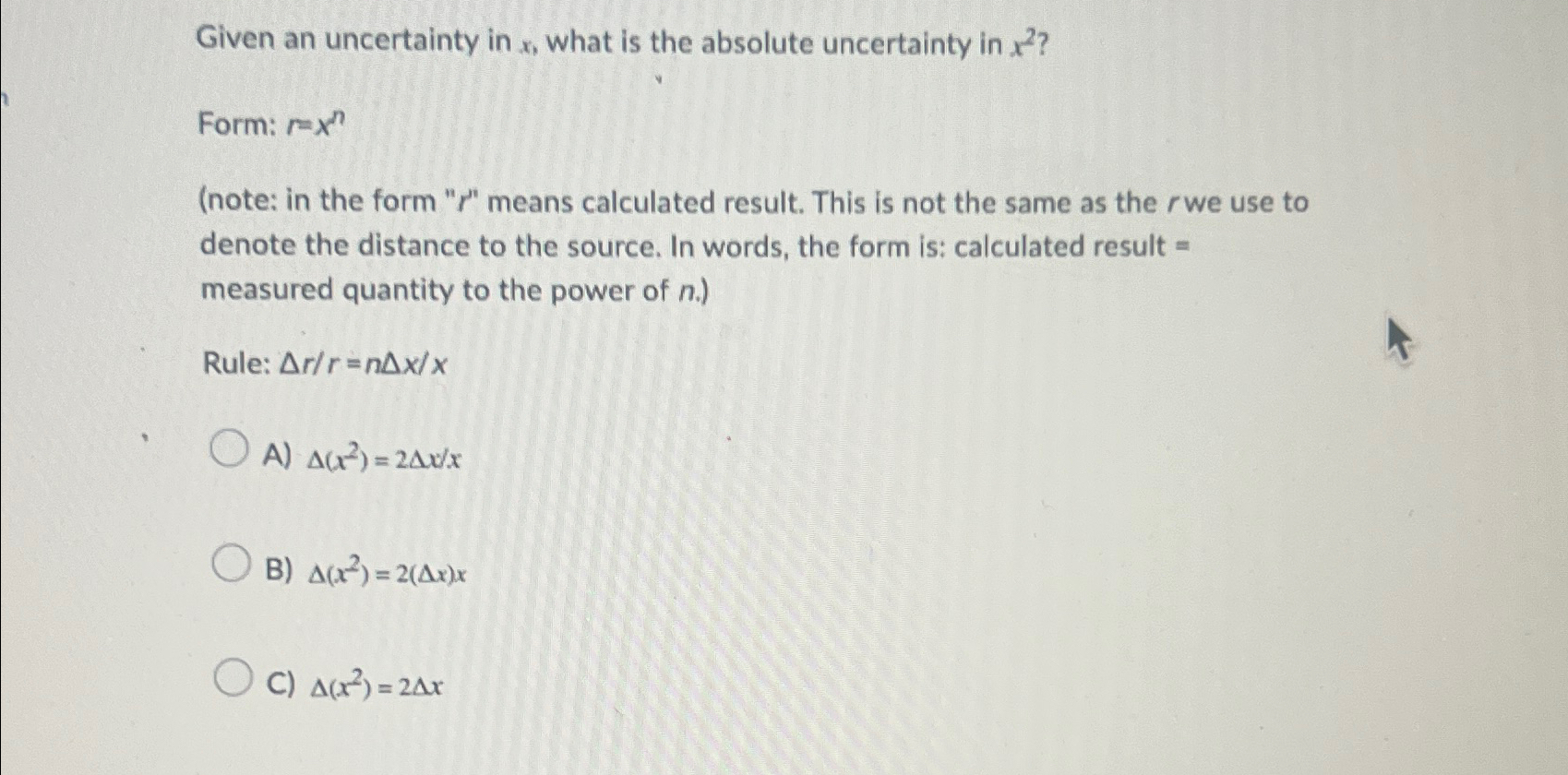 Solved Given an uncertainty in x, ﻿what is the absolute | Chegg.com