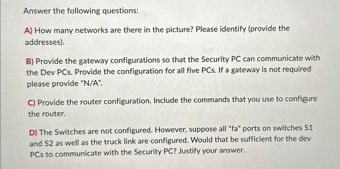 Solved Consider the following network (the packet tracer | Chegg.com
