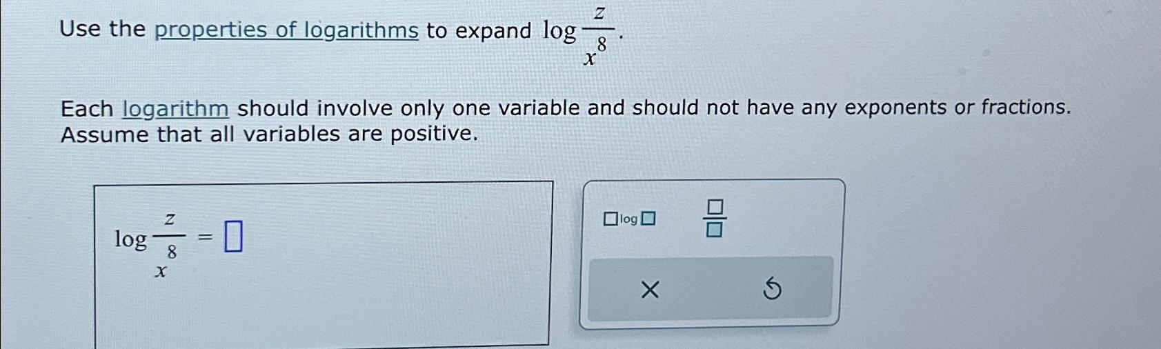 Solved Use the properties of logarithms to expand | Chegg.com