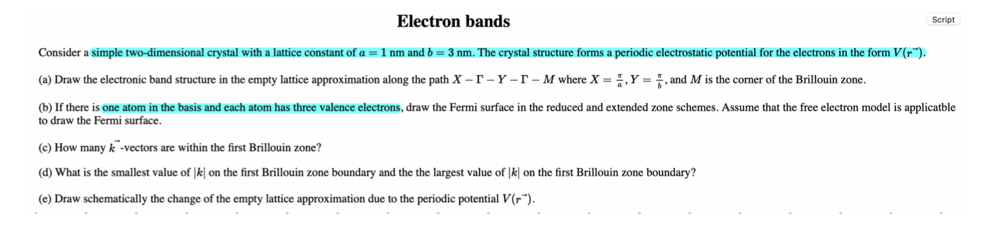 Solved Electron bands:Consider a simple two-dimensional | Chegg.com