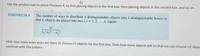 Solved THEOREM 4 The number of ways to distribute n | Chegg.com