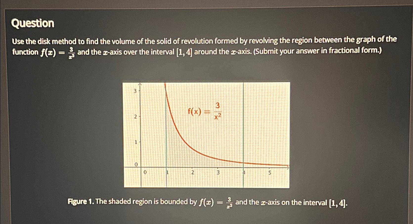 Solved QuestionUse the disk method to find the volume of the | Chegg.com