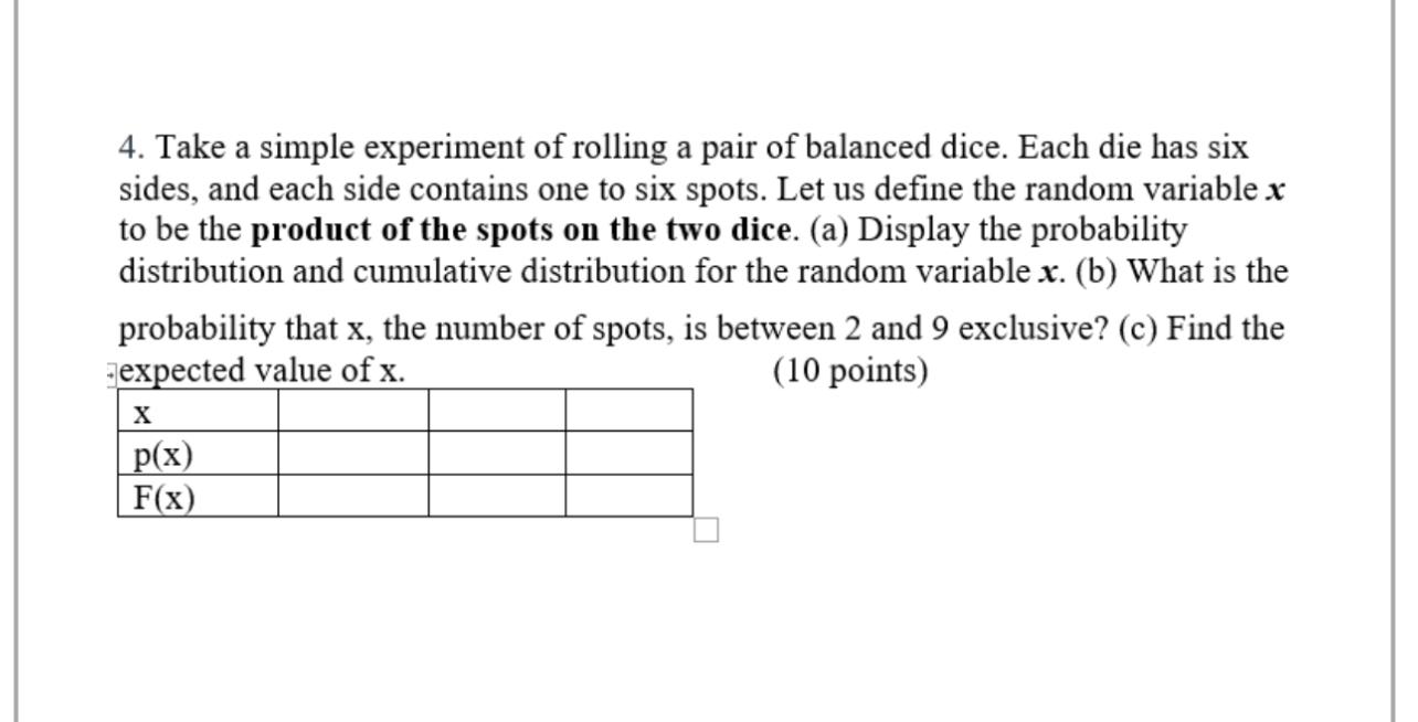 Solved Take a simple experiment of rolling a pair of | Chegg.com
