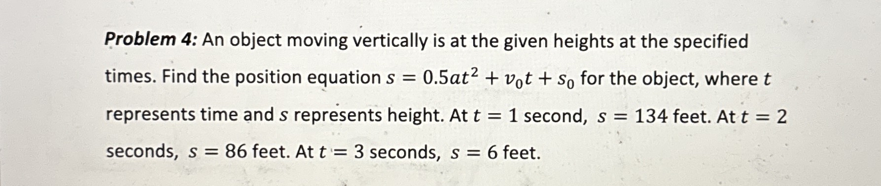 Solved Problem 4: An object moving vertically is at the | Chegg.com
