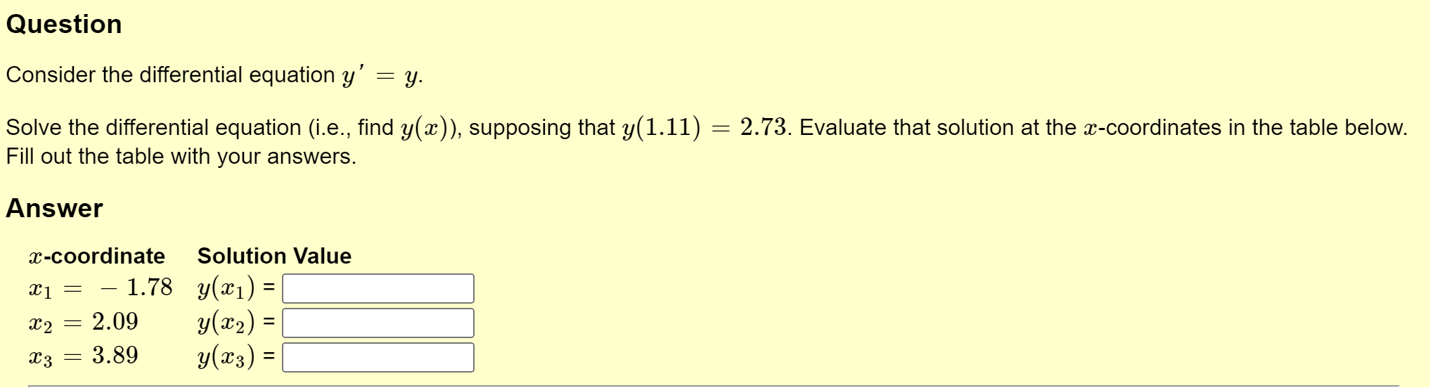 Solved QuestionConsider the differential equation y'=y.Solve | Chegg.com
