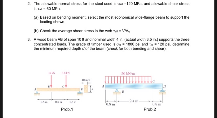Solved 2. The allowable normal stress for the steel used is | Chegg.com