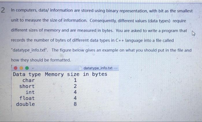 Solved 2 In computers, data/ information are stored using | Chegg.com