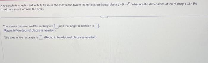 Solved A rectangle is constructed with its base on the | Chegg.com