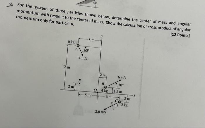 Solved 6. For the system of three particles shown below, | Chegg.com