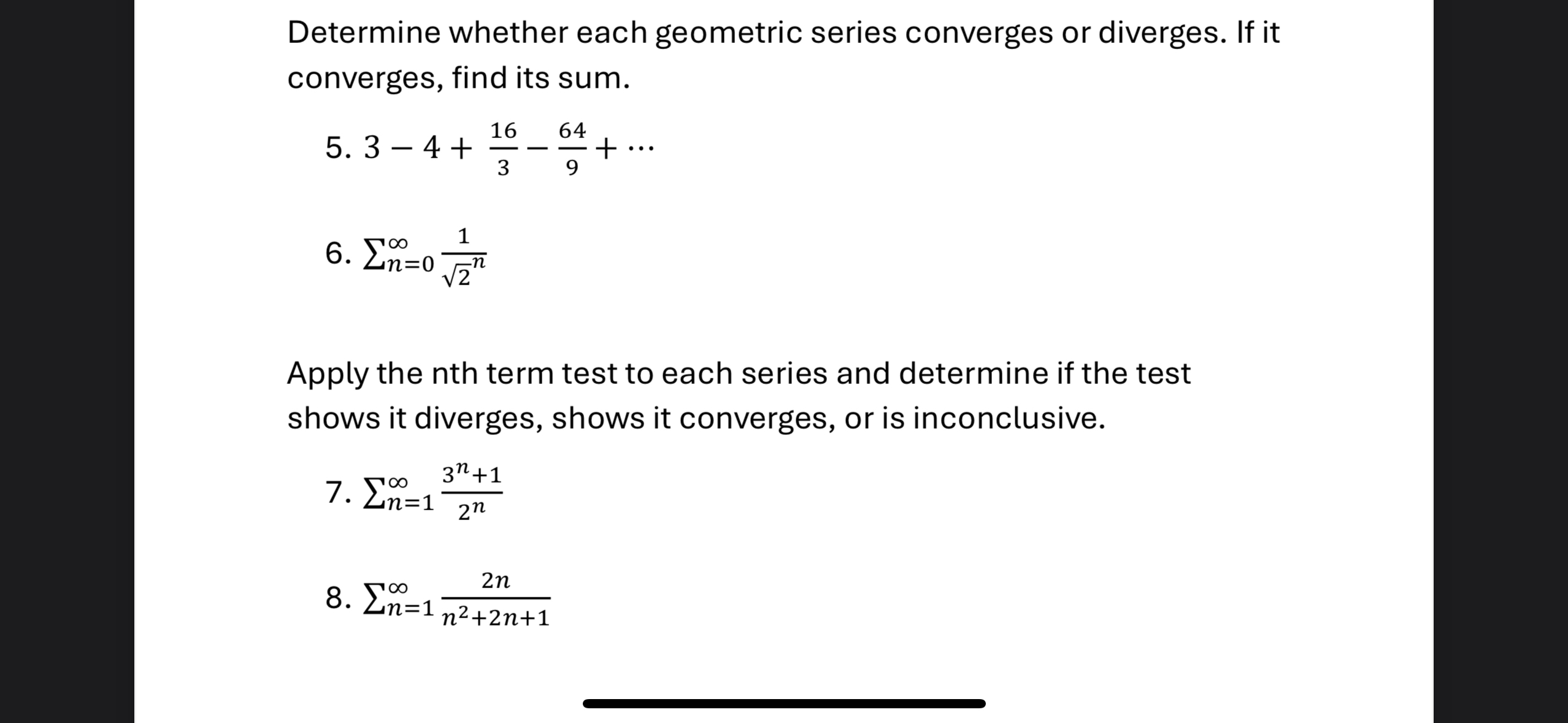 Solved Determine whether each geometric series converges or | Chegg.com