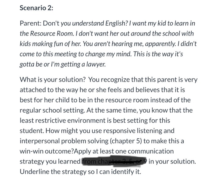 Solved Activity 1: Respond to 2 IEP Scenarios Involving | Chegg.com