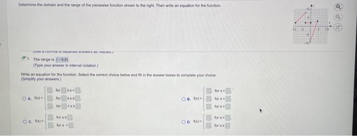 Solved Determine the doman and the range of the piecewise | Chegg.com