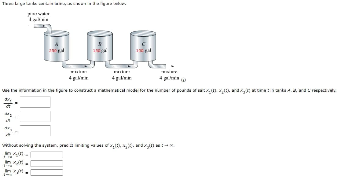 Three large tanks contain brine, as shown in the | Chegg.com