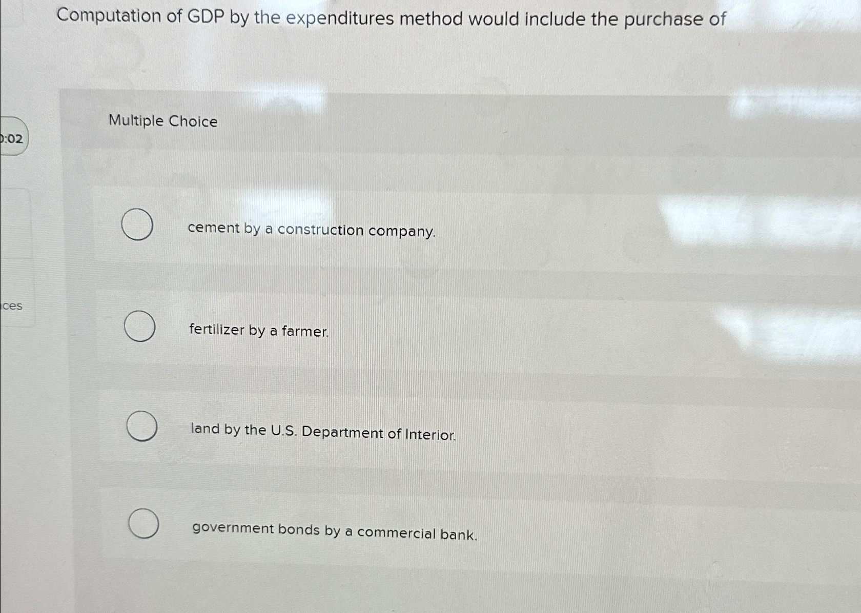 Solved Computation of GDP by the expenditures method would | Chegg.com