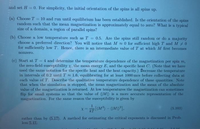 Problem 5.13. Simulation of the two-dimensional Ising | Chegg.com