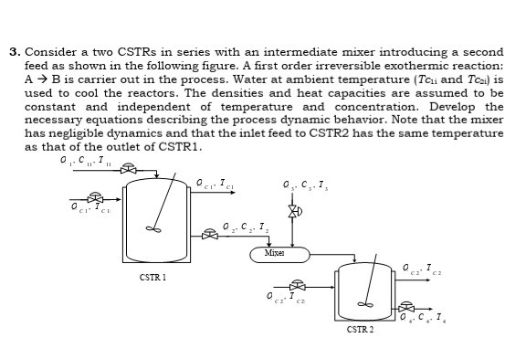 Solved 3. Consider a two CSTRs in series with an | Chegg.com