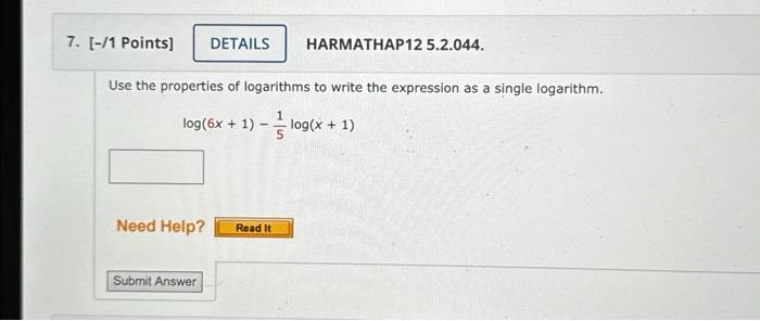Solved Use the properties of logarithms to write the | Chegg.com