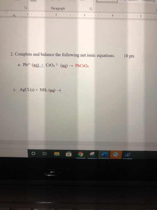 Solved complete and balance the following net ionic | Chegg.com