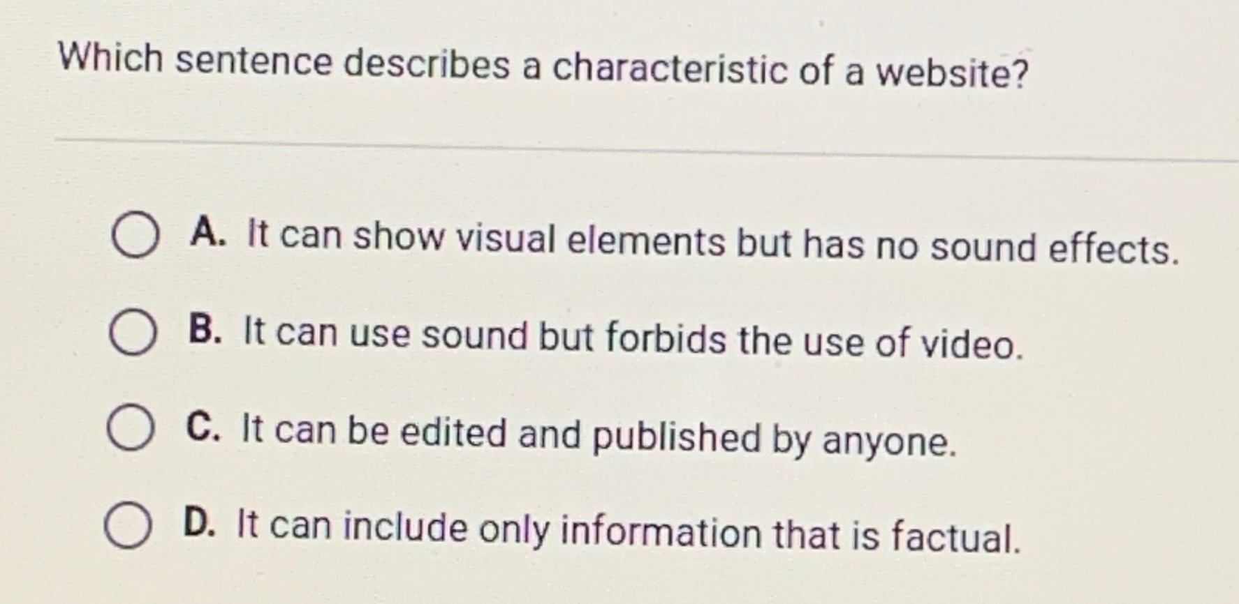 Solved Which sentence describes a characteristic of a | Chegg.com