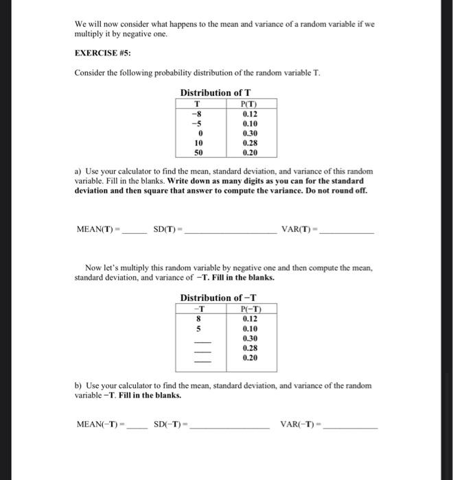 Solved Sums and Differences of Random Variables You must use | Chegg.com