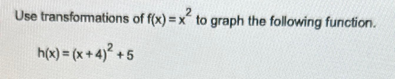 Solved Use transformations of f(x)=x2 ﻿to graph the | Chegg.com