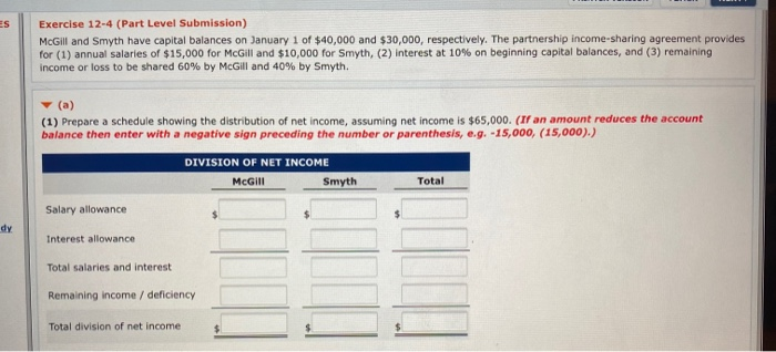 Solved ES Exercise 12-4 (Part Level Submission) McGill and | Chegg.com