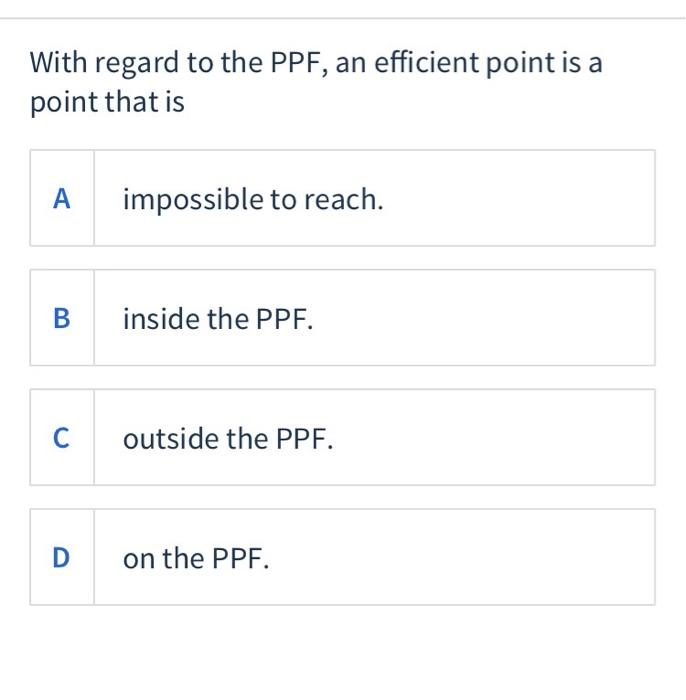 Solved With regard to the PPF, an efficient point is a point | Chegg.com