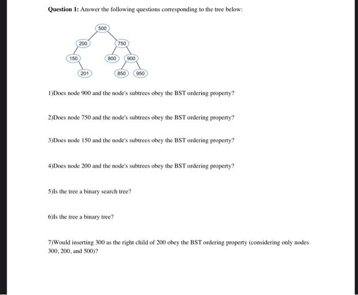 Solved Question 1: Answer the following questions | Chegg.com