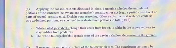 (4) Applying the constituent tests discussed in | Chegg.com
