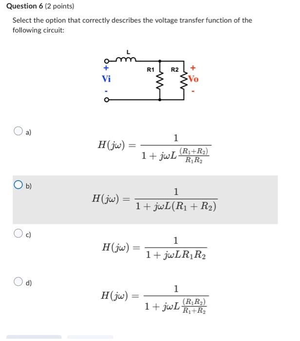 Solved Select the option that correctly describes the | Chegg.com
