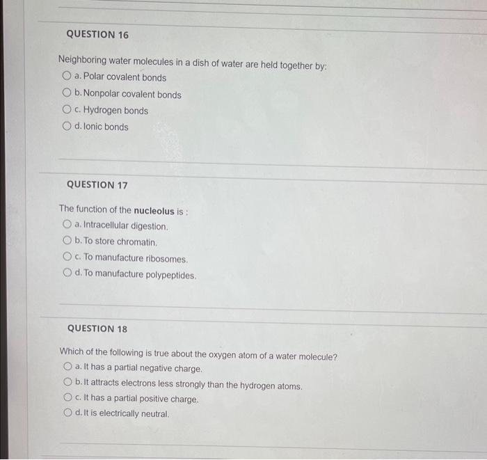 Solved Neighboring water molecules in a dish of water are | Chegg.com