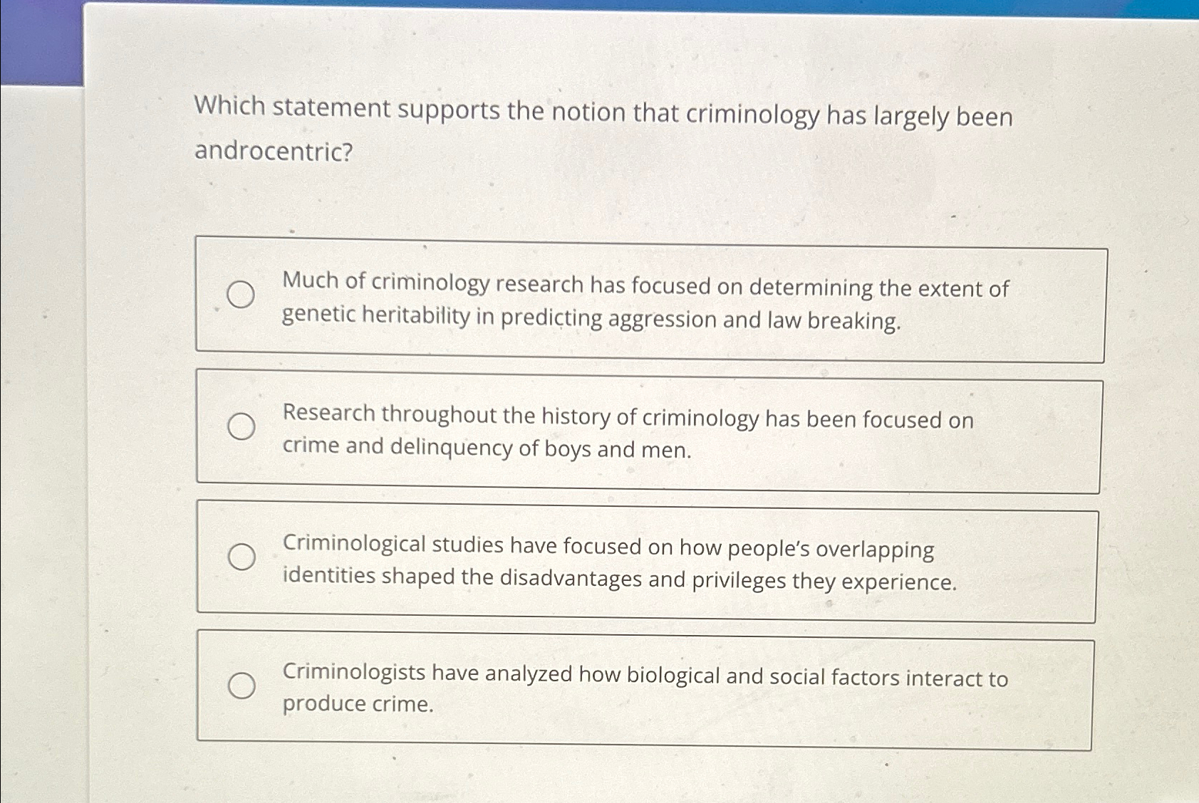 Solved Which statement supports the notion that criminology | Chegg.com