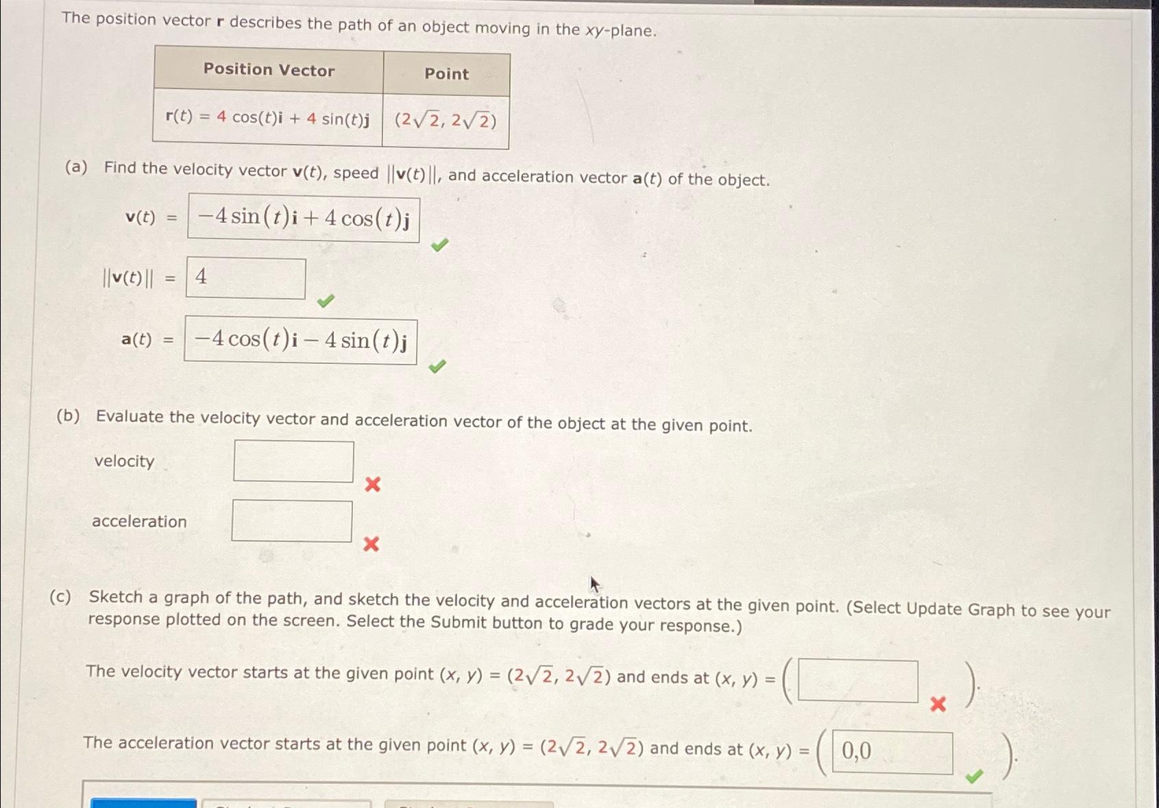 Solved The position vector r ﻿describes the path of an | Chegg.com