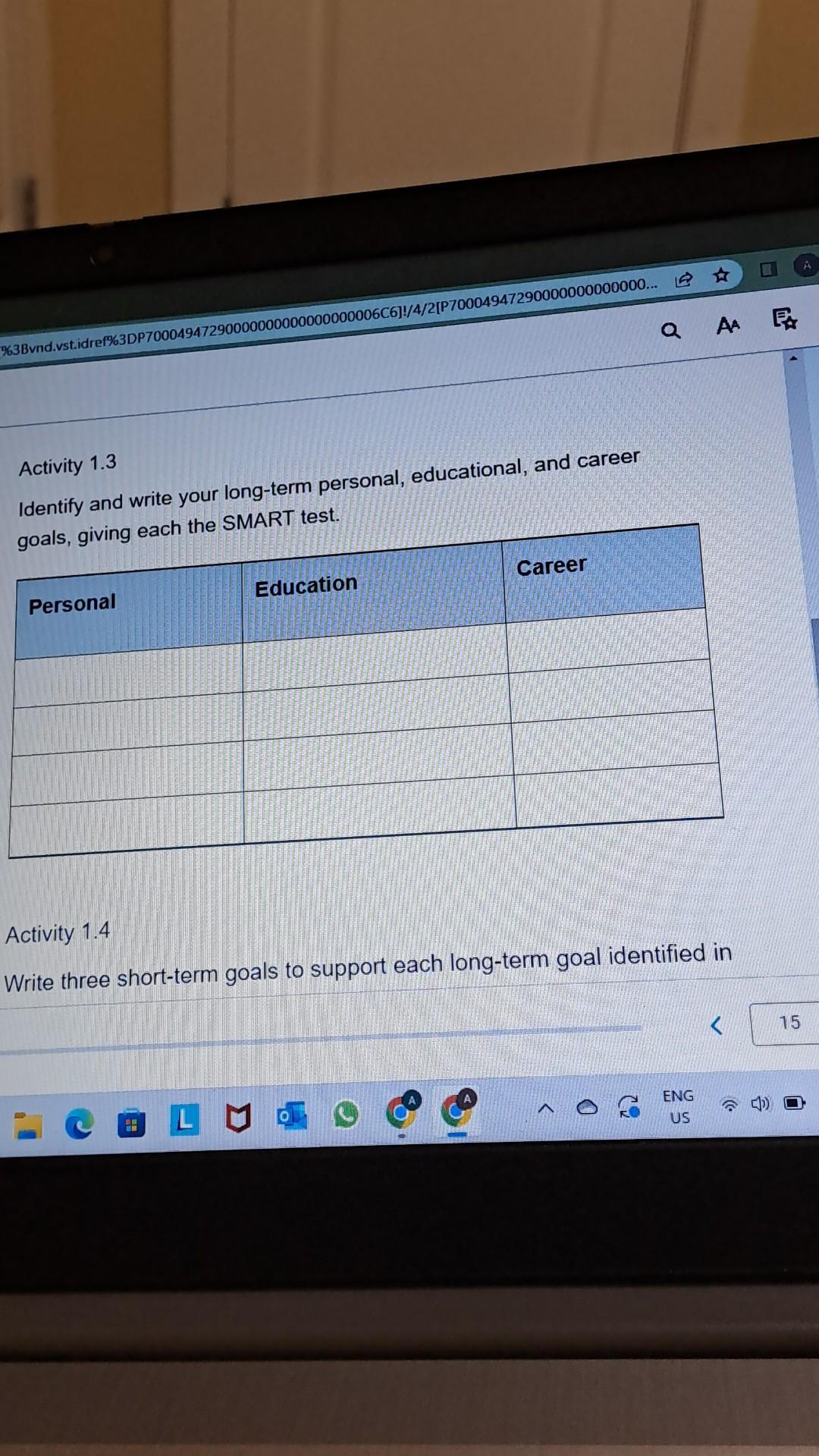 Solved Activity 1.3 Identify and write your long-term | Chegg.com