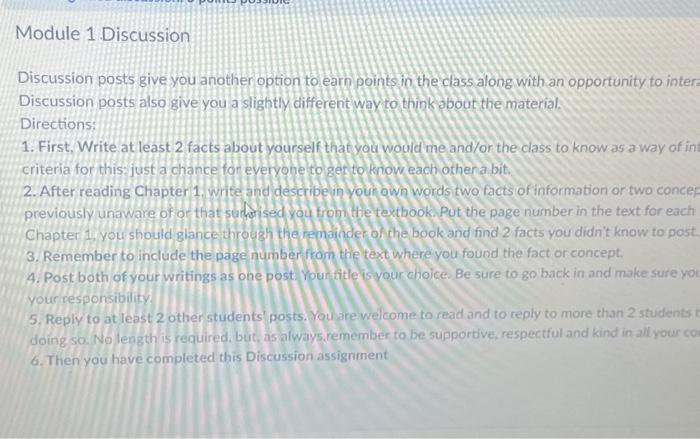 Solved Module 1 Discussion Discussion posts give you another | Chegg.com