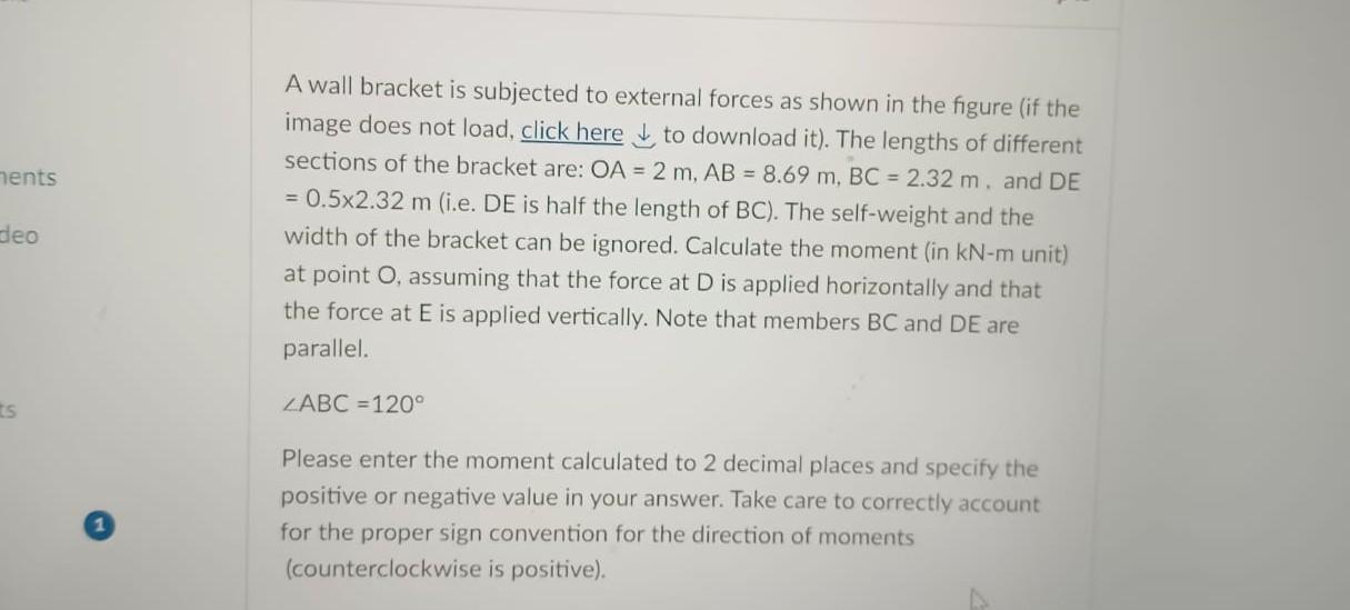Solved A wall bracket is subjected to external forces as | Chegg.com