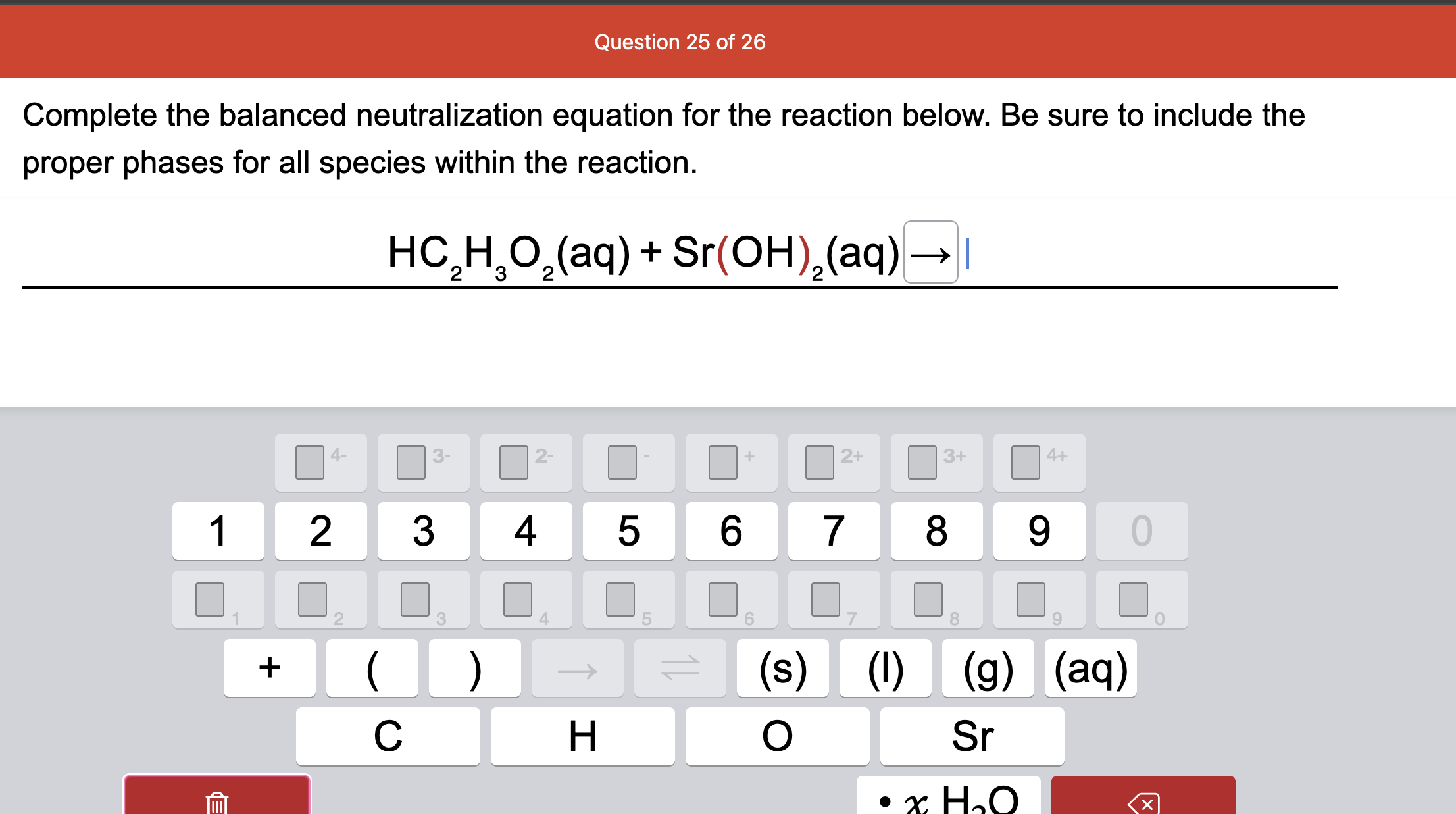 Solved Question 25 ﻿of 26Complete the balanced | Chegg.com