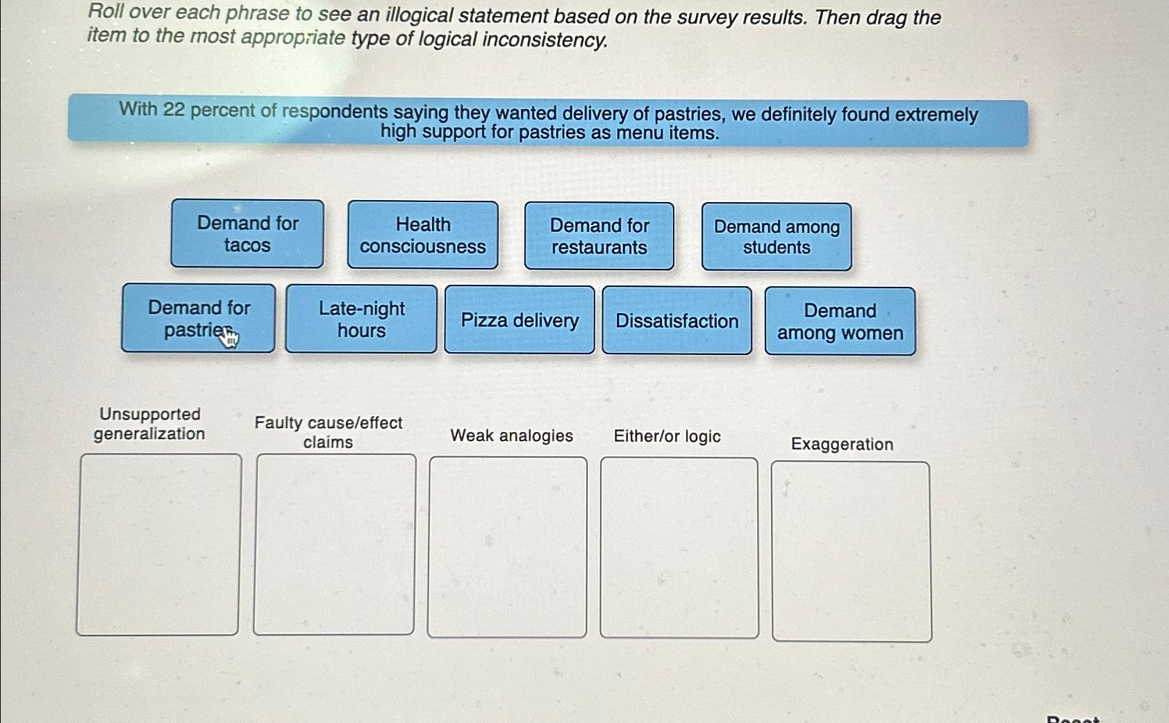 Solved Roll over each phrase to see an illogical statement | Chegg.com