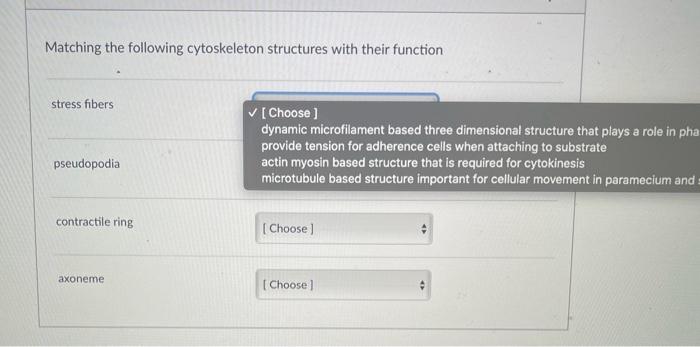 Solved Matching the following cytoskeleton structures with | Chegg.com
