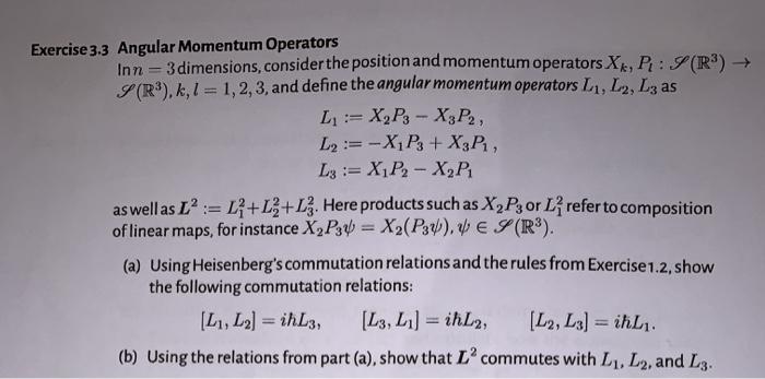 Solved Exercise 3.3 Angular Momentum Operators Inn 3 | Chegg.com