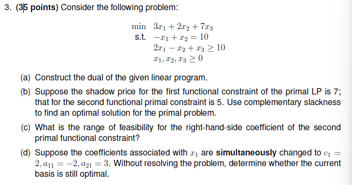 Solved ( 35 ﻿points) ﻿Consider the following | Chegg.com