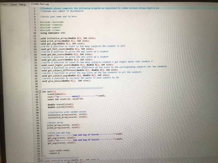 Solved Project Classes Debug (HW. Part1.cpp 1/Students | Chegg.com