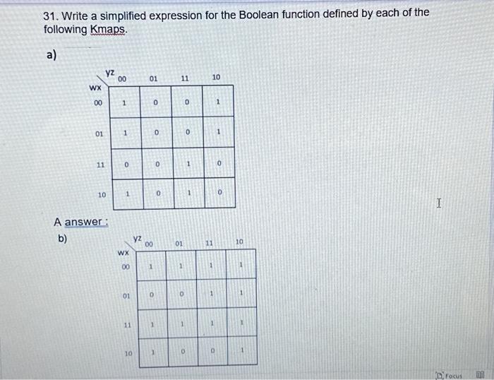 Solved 31 Write A Simplified Expression For The Boolean 8363